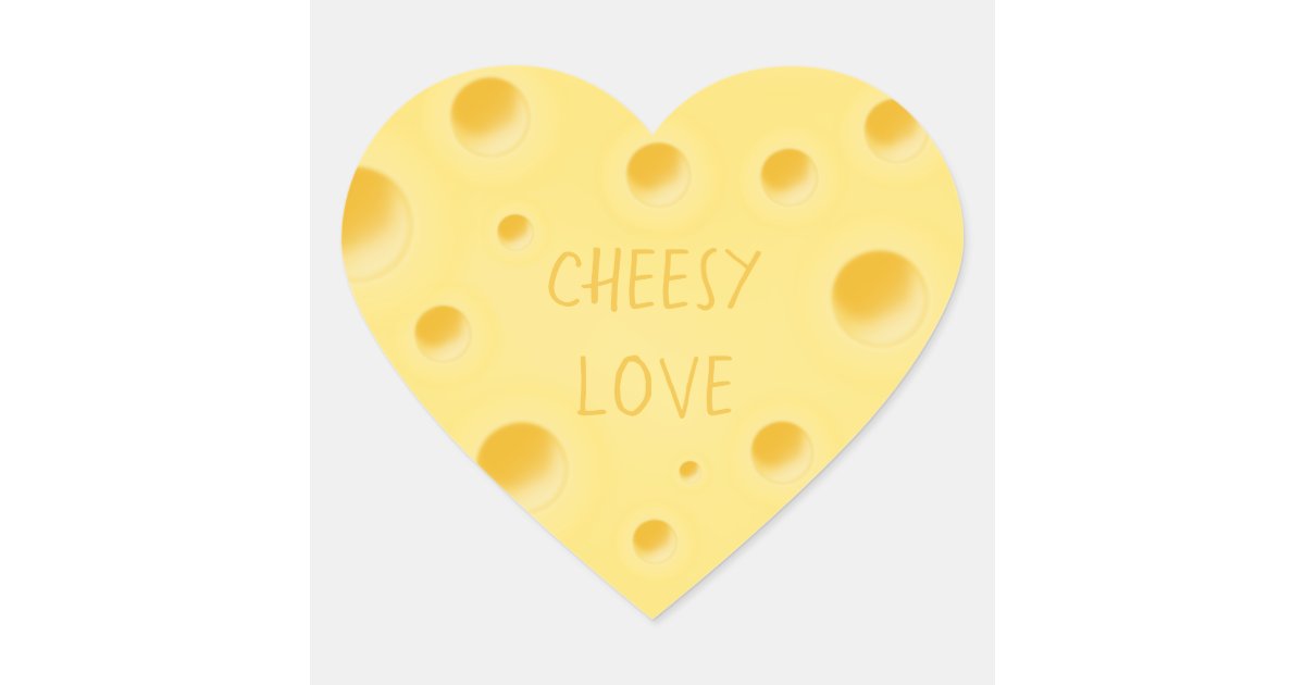 "Cheesy Love" Adorable Customizable Swiss Cheese Heart Sticker | Zazzle