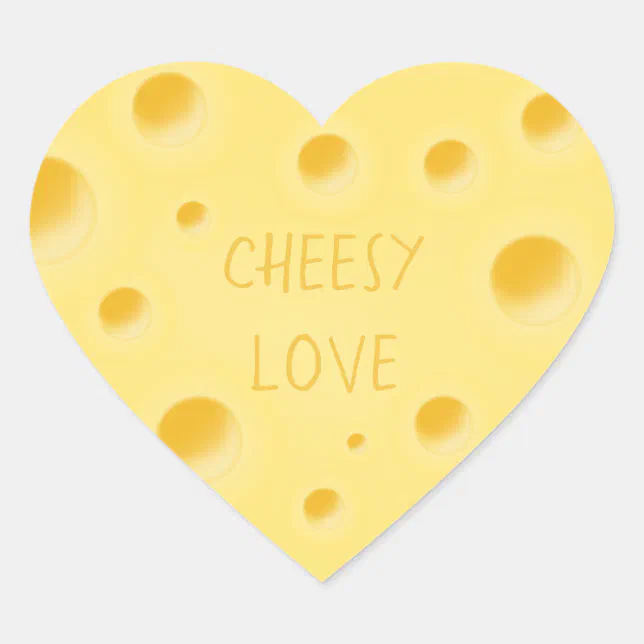 "Cheesy Love" Adorable Customizable Swiss Cheese Heart Sticker | Zazzle