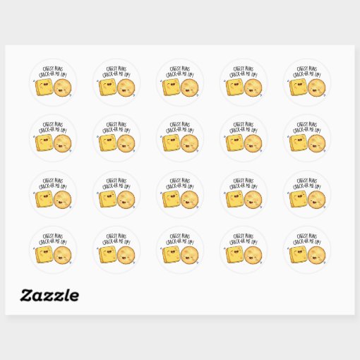 Cheesy Puns Crack-er Me Up Funny Cheese Pun Classic Round Sticker | Zazzle