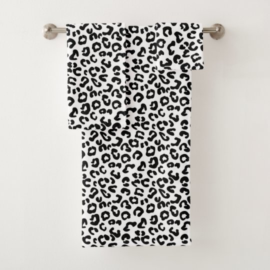 Cheetah Animal Print in Black and White Bath Towel Set | Zazzle.com