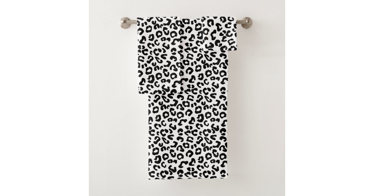 Cheetah Animal Print in Black and White Bath Towel Set | Zazzle