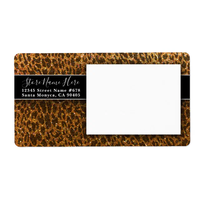 Cheetah Black Gold Glitter Leopard Animal Print Label | Zazzle