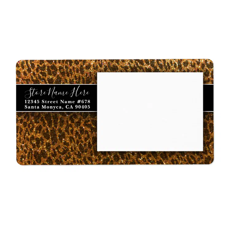 Cheetah Black Gold Glitter Leopard Animal Print Label | Zazzle