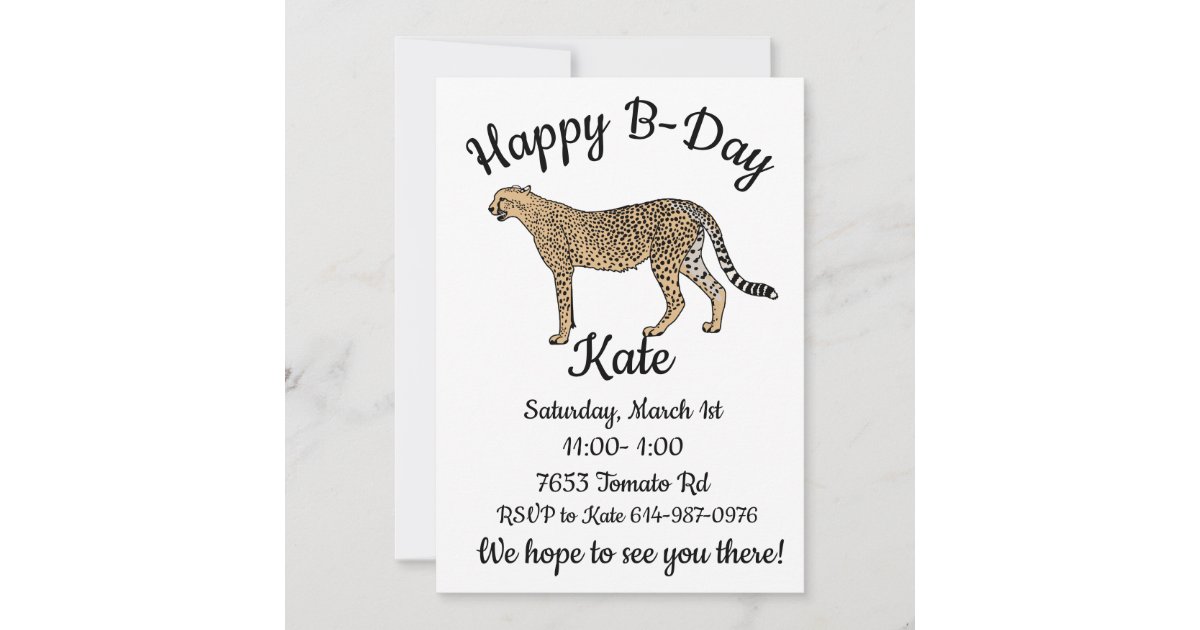 Cheetah Happy Birthday Invitation | Zazzle