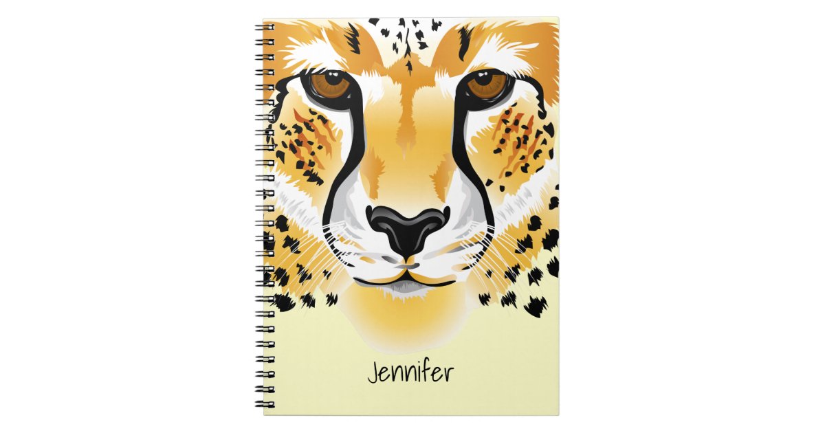 cheetah head close-up illustration notebook | Zazzle