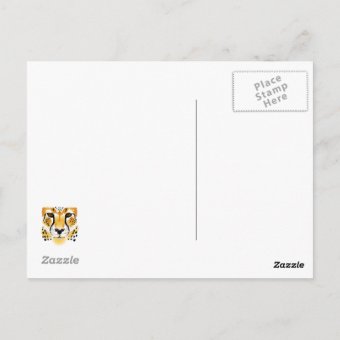 cheetah head close-up illustration postcard | Zazzle