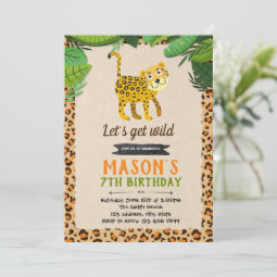 Cheetah leopard party birthday invitation | Zazzle