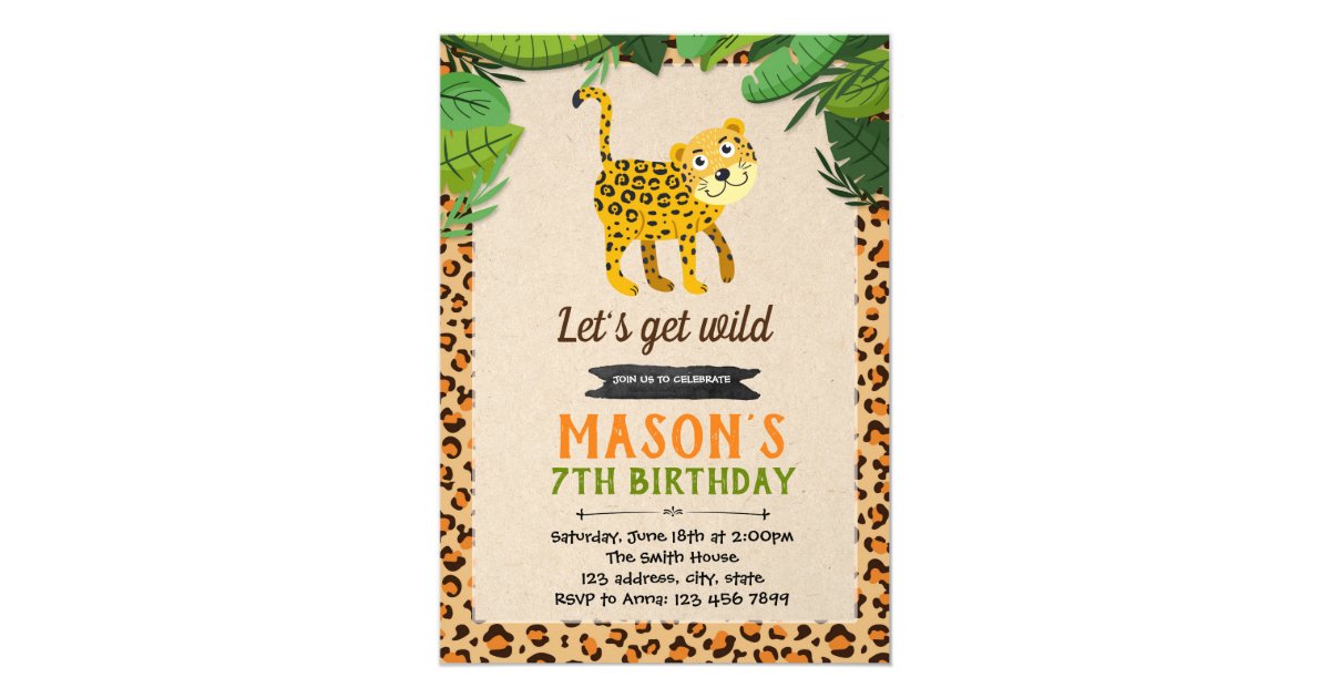 Cheetah leopard party birthday invitation | Zazzle.com