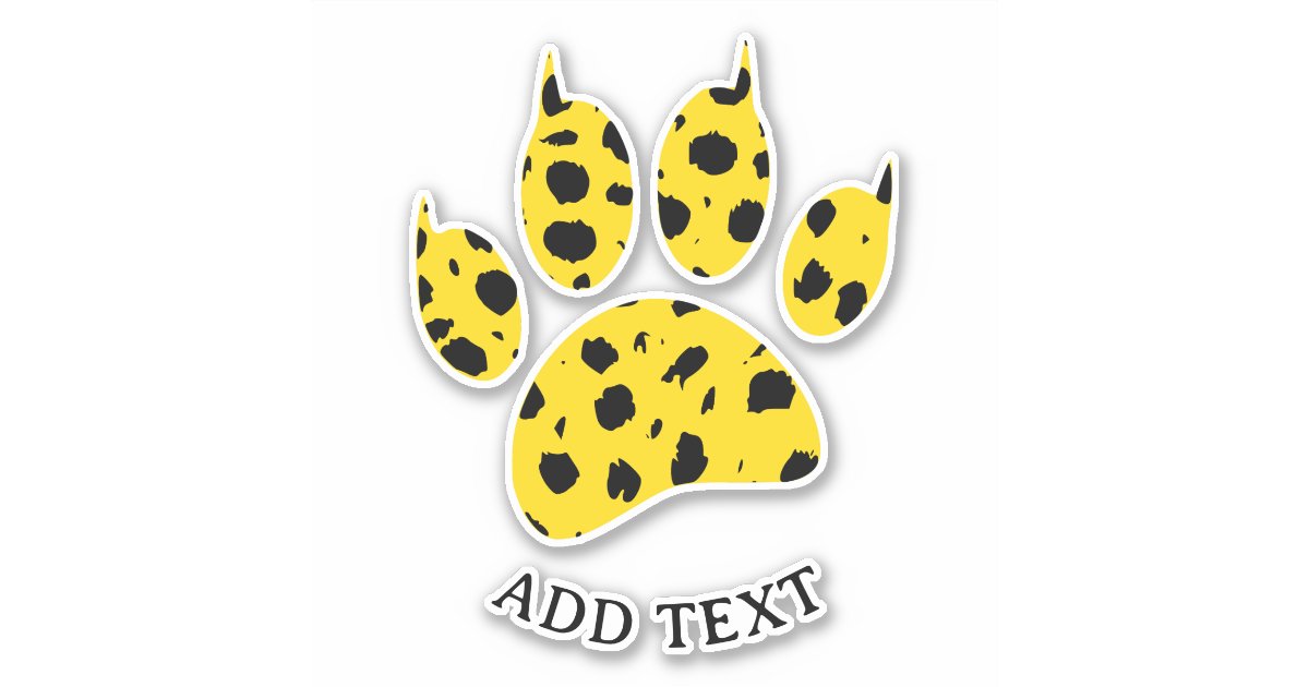 Cheetah Paw Print Custom Text Sticker | Zazzle