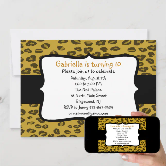 Cheetah Print Birthday Invitation | Zazzle