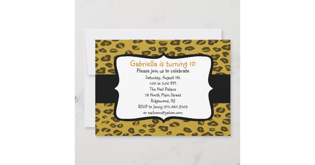 Cheetah Print Birthday Invitation | Zazzle