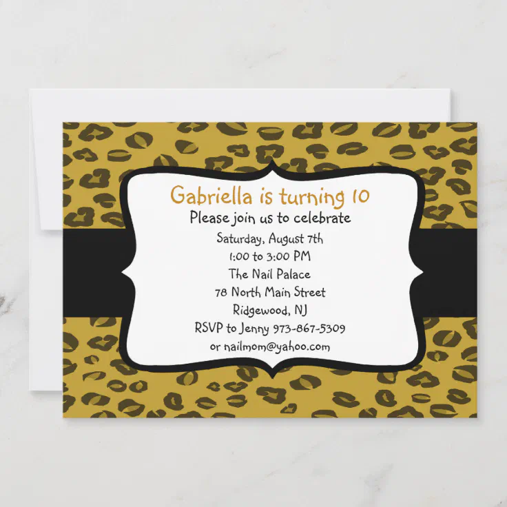 Cheetah Print Birthday Invitation | Zazzle