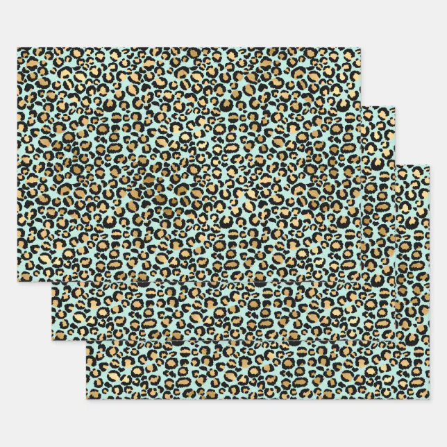 Cheetah Print Blue Background Wrapping Paper Sheets | Zazzle