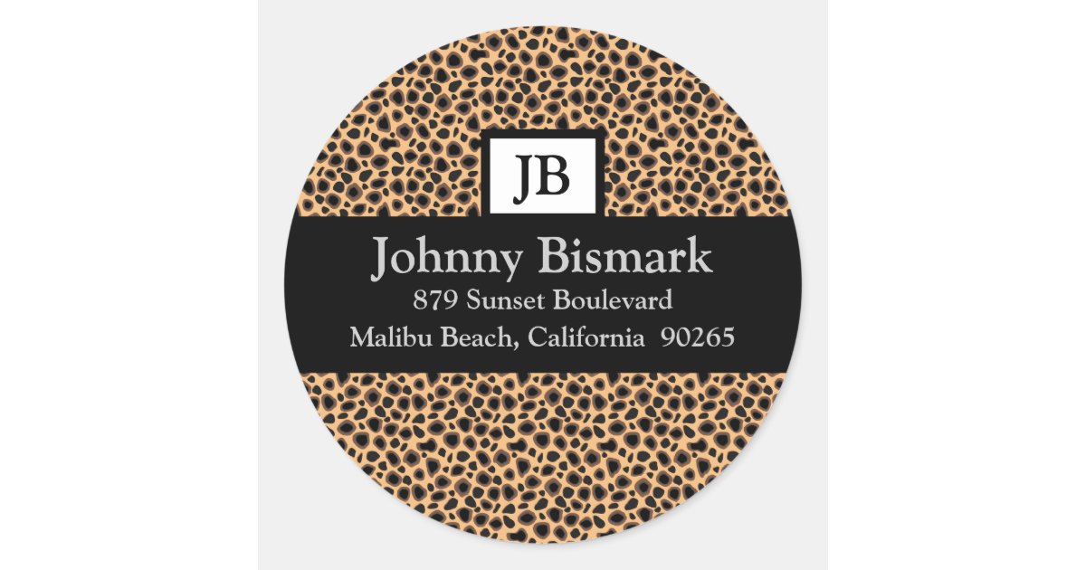 Cheetah Print Monogram Sticker | Zazzle