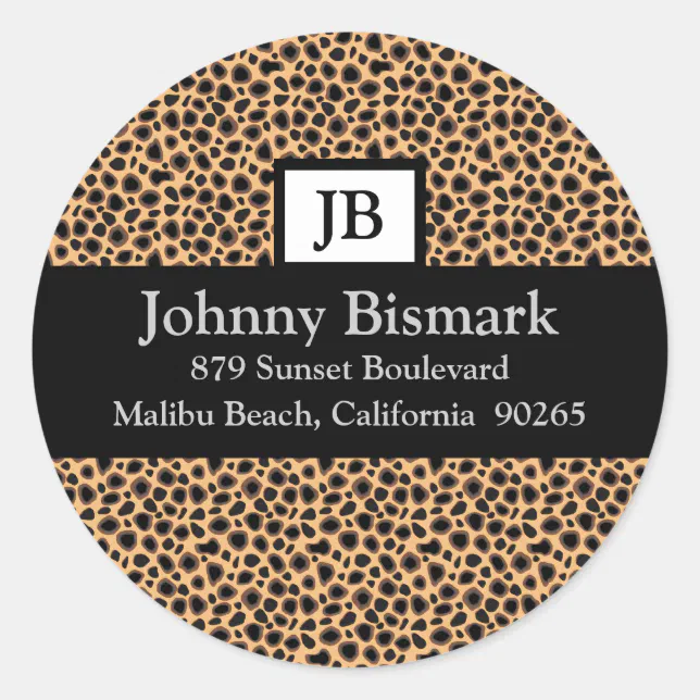 Cheetah Print Monogram Sticker | Zazzle