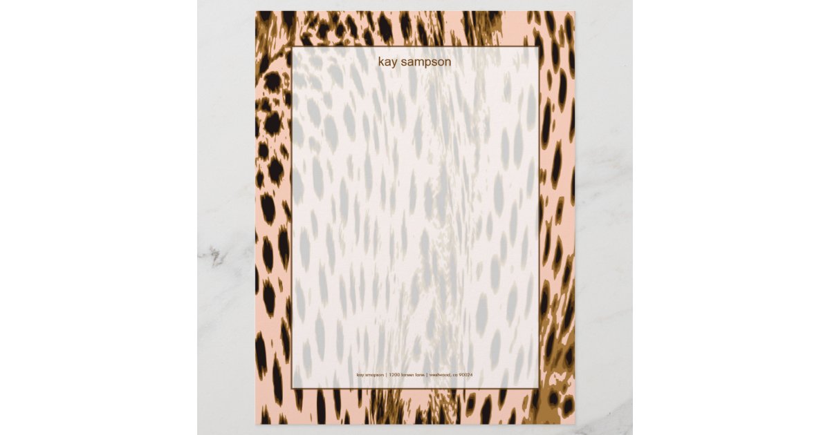 Cheetah print, pink background letterhead | Zazzle