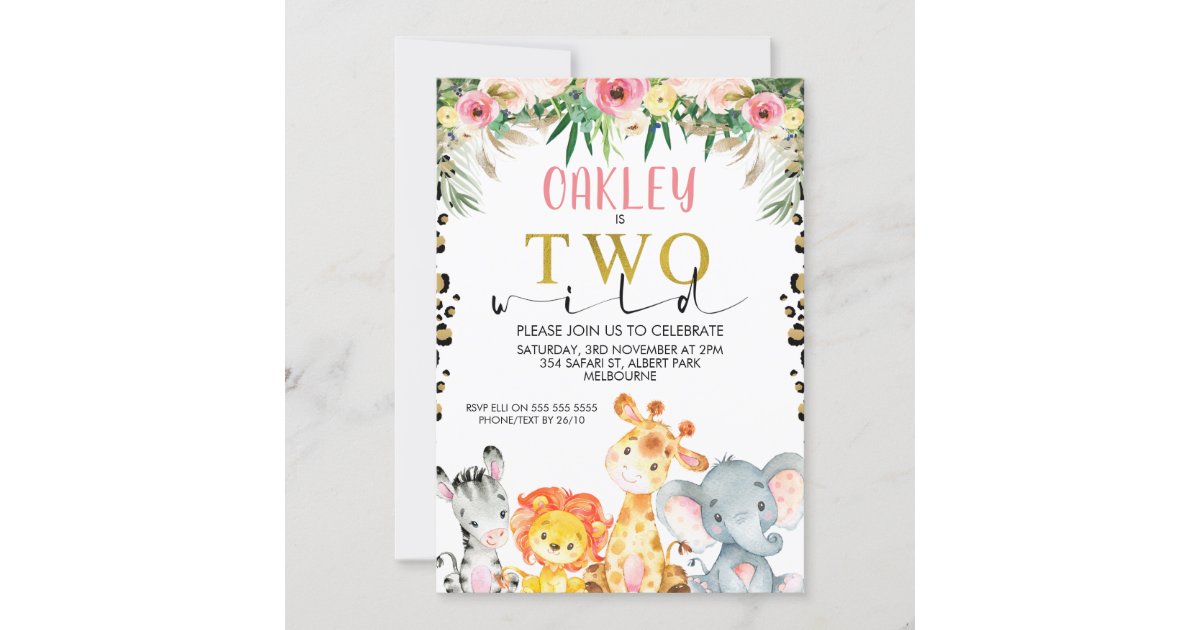 Cheetah Print Safaril Two Wild Birthday Invitation | Zazzle