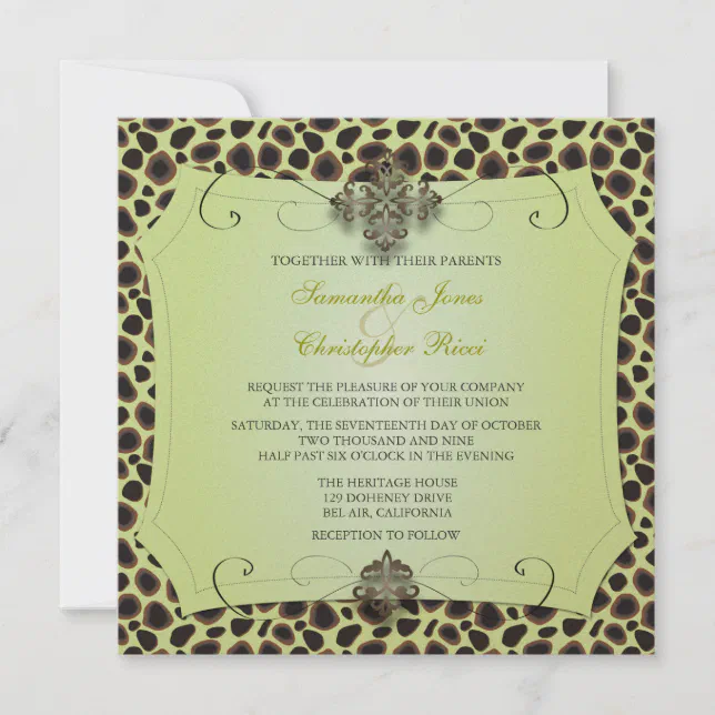 Cheetah, Wedding Invitations (premium gold stock) | Zazzle