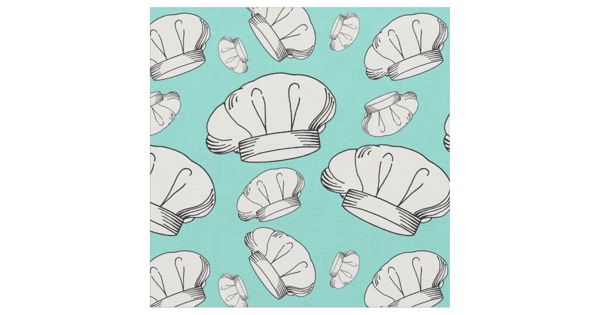 Chef and Cook Hats Pattern in Blue and White Fabric | Zazzle
