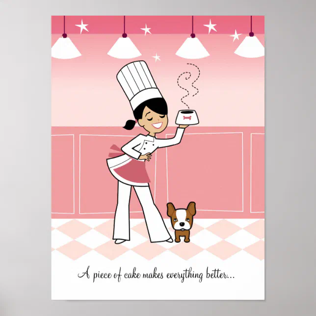 Chef and dog in the Kitchen Poster | Zazzle