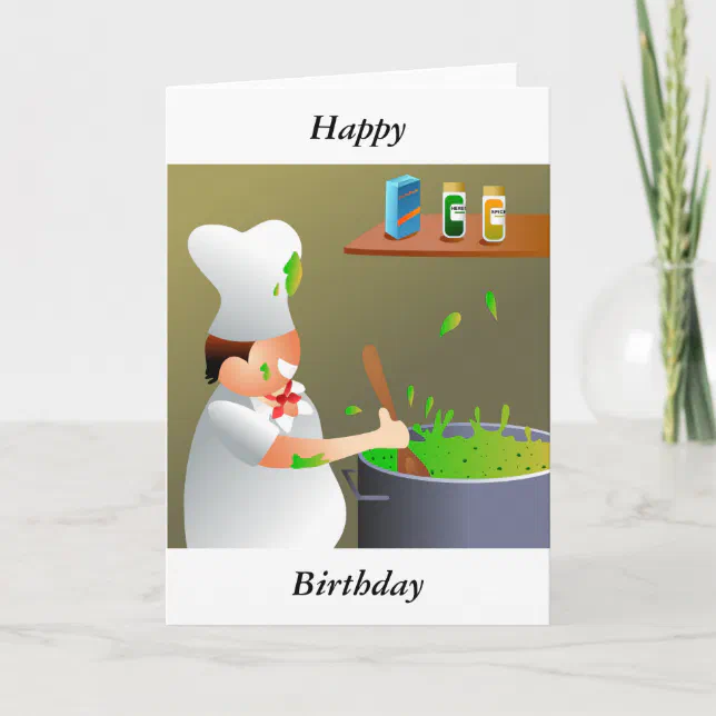 Chef at Work, Happy, Birthday Card | Zazzle