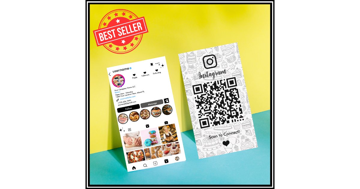 Chef Bakery Instagram White Pastry Caterer QR Code Business Card | Zazzle