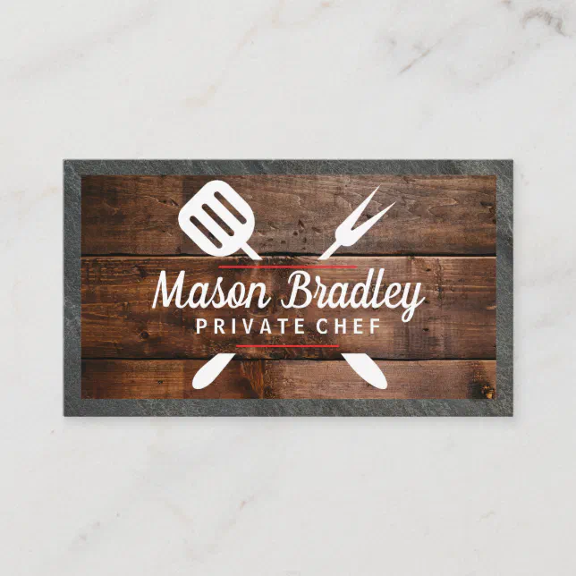 Chef | BBQ Cooking | Wooden Boards Business Card | Zazzle