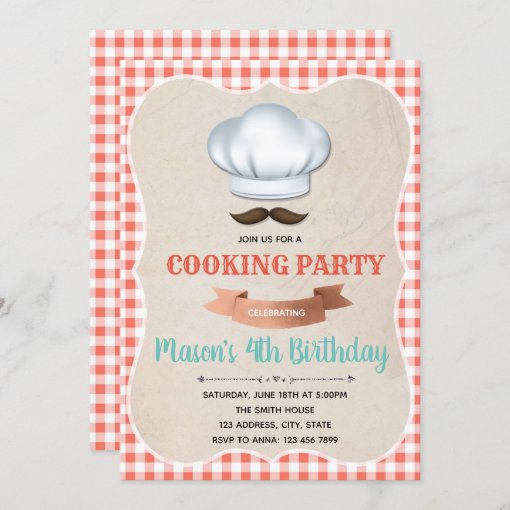 Chef birthday party invitation | Zazzle