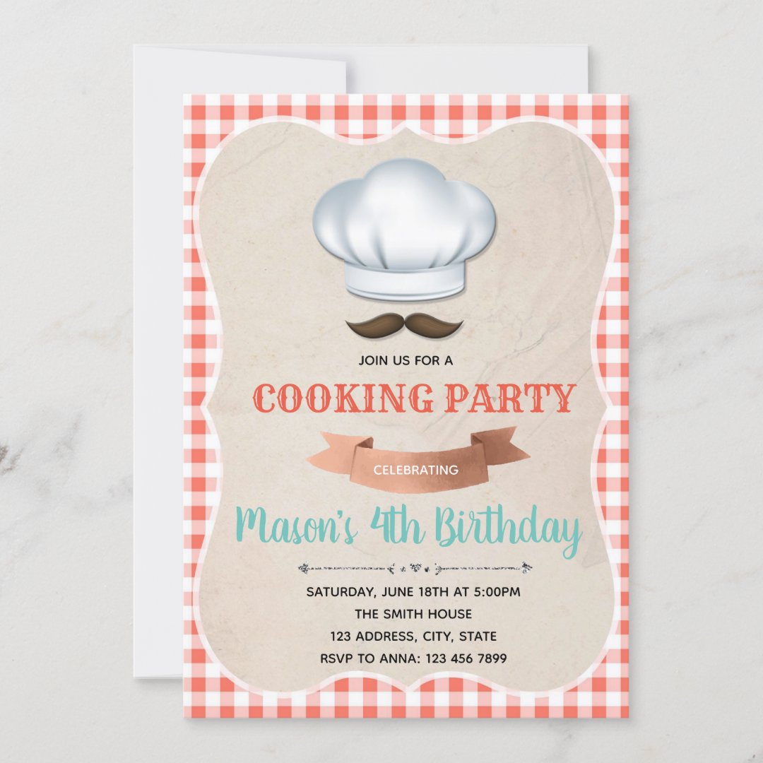 Chef birthday party invitation | Zazzle