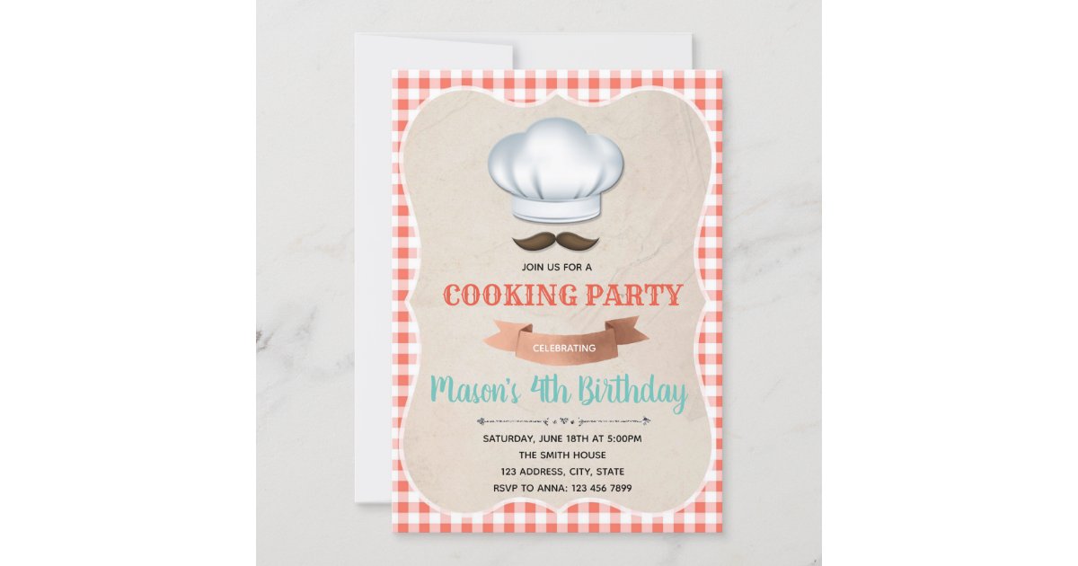 Chef birthday party invitation | Zazzle