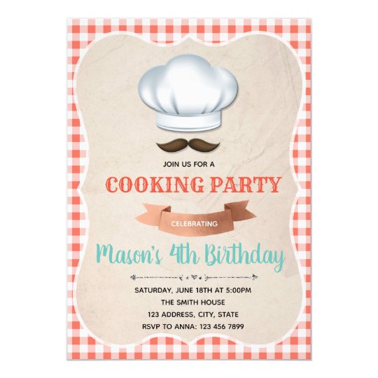 Chef birthday party invitation | Zazzle.com