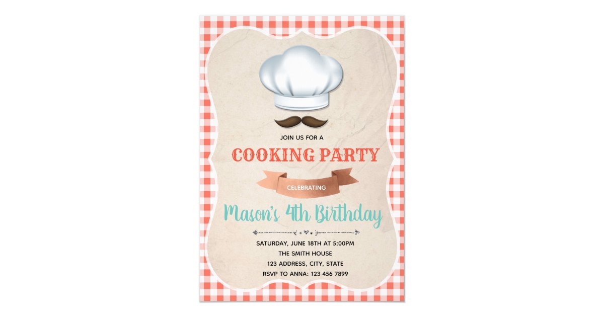 Chef birthday party invitation | Zazzle.com