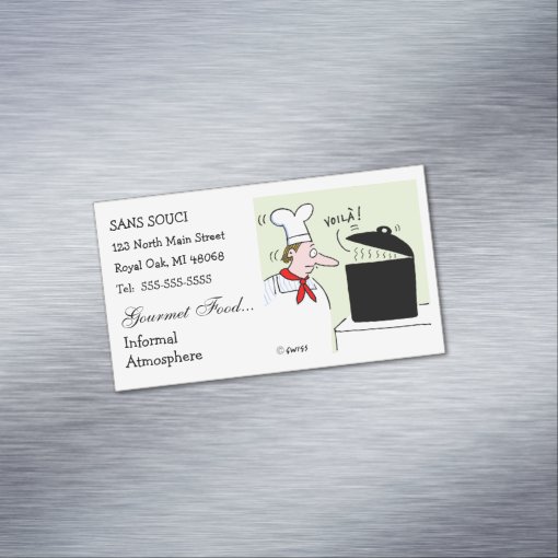 Chef Cartoon Cute Funny Restaurant Catering Business Card Magnet | Zazzle