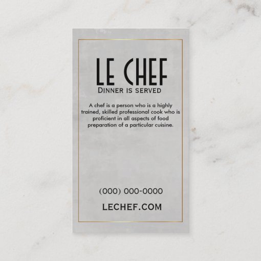 Chef, Catering for Restaurant Business Card Gold | Zazzle