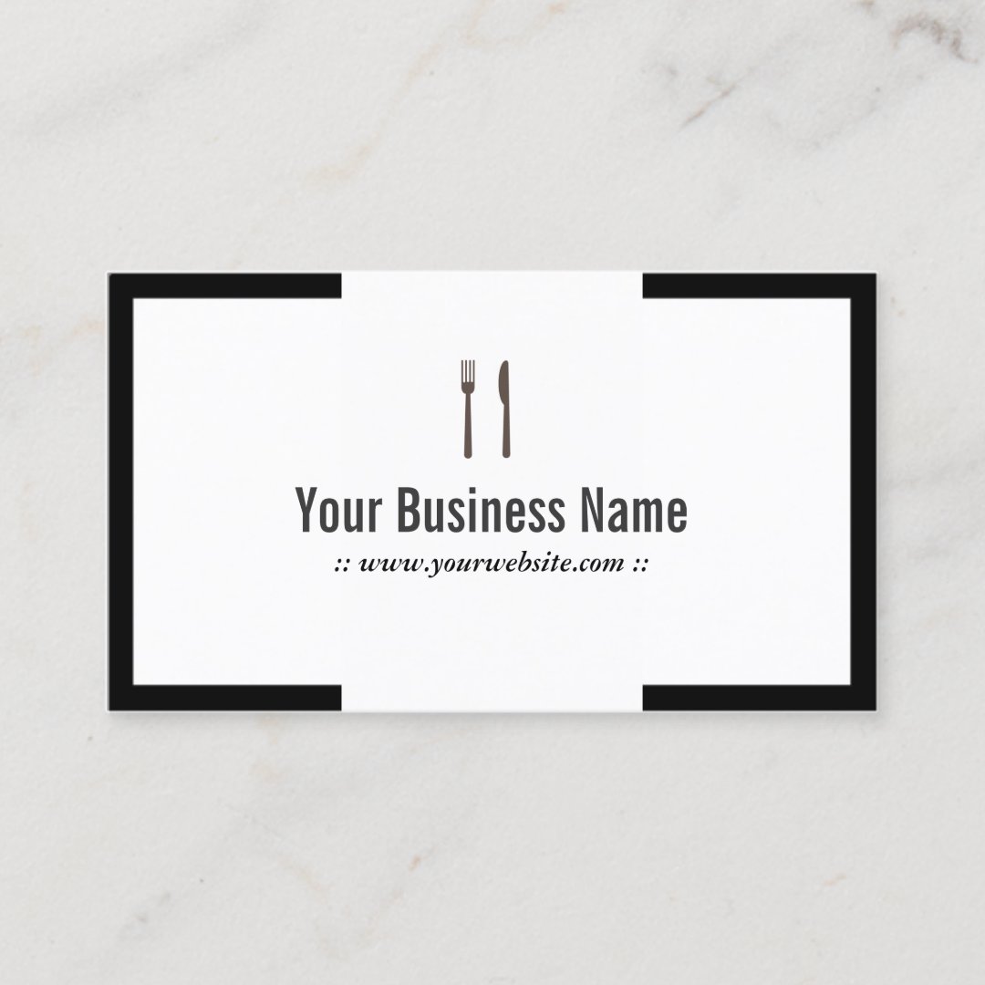 Chef Catering Restaurant Modern Border Business Card | Zazzle