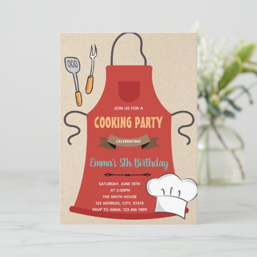 Chef cooking birthday card invitation | Zazzle