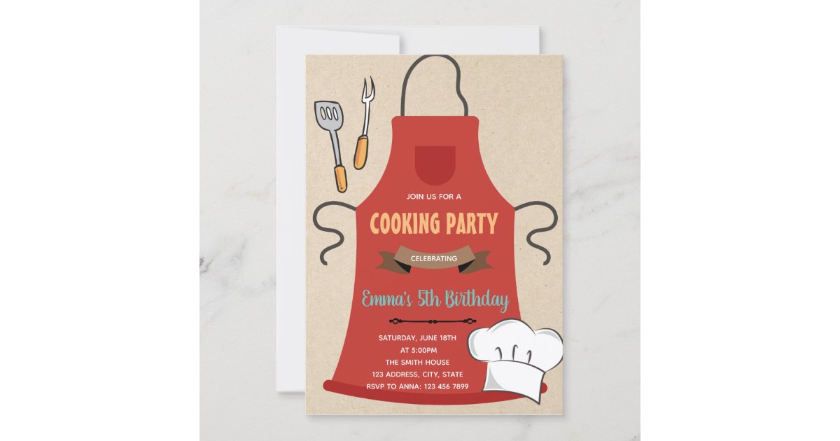 Chef cooking birthday card invitation | Zazzle