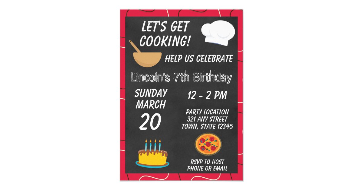 Chef Cooking Birthday Invitation | Zazzle.com