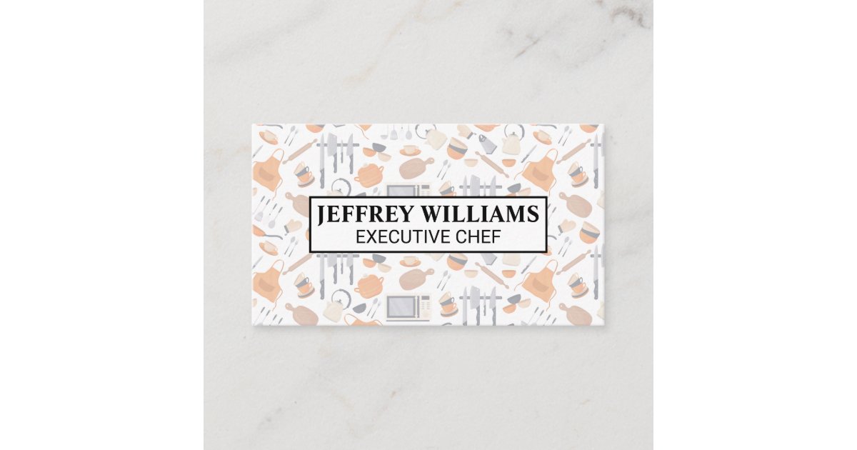 Chef Cooking Tools Pattern Business Card | Zazzle