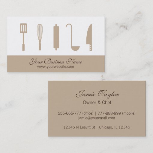 Chef Cooking Utensils, Catering Business Cards | Zazzle