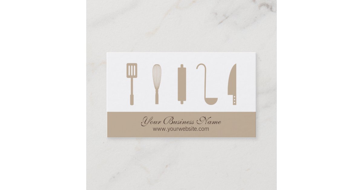 Chef Cooking Utensils, Catering Business Cards | Zazzle