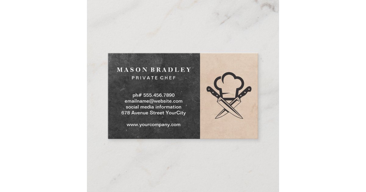 Chef | Cross Knives Logo Business Card | Zazzle