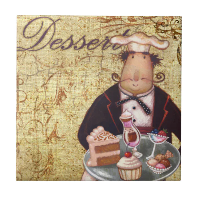 Chef Dessert Tile | Zazzle