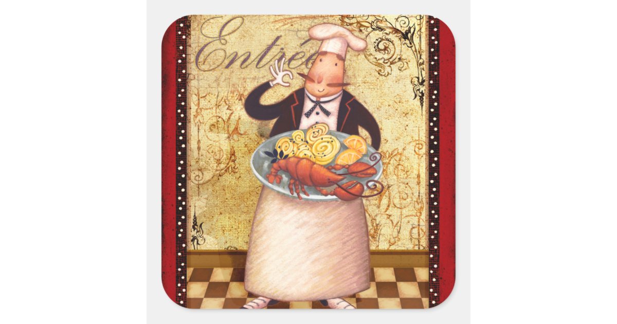 Chef Entrée Square Sticker | Zazzle