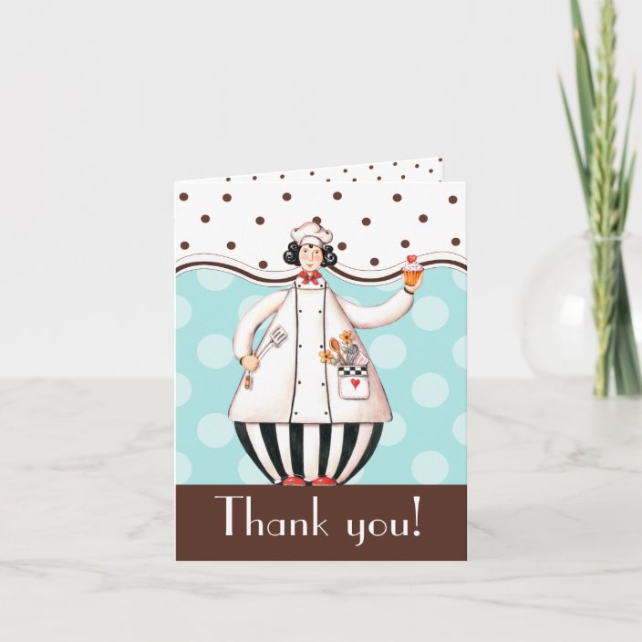 Chef Girl Thank You Card - Brown with Black Hair | Zazzle.com