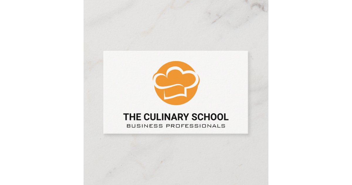 Chef Hat Orange Logo Business Card | Zazzle