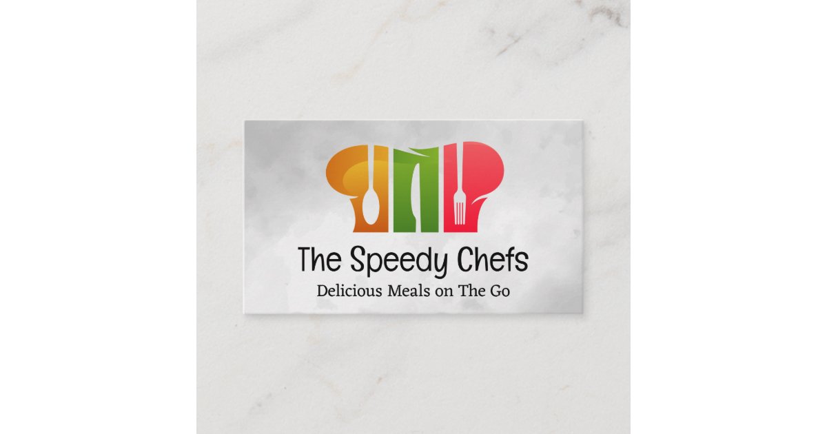 Chef Hat Silverware Logo Business Card | Zazzle