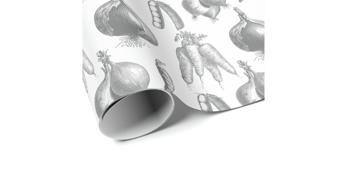 Chef Homemade Bakery Cook Vintage Vegetables Wrapping Paper | Zazzle