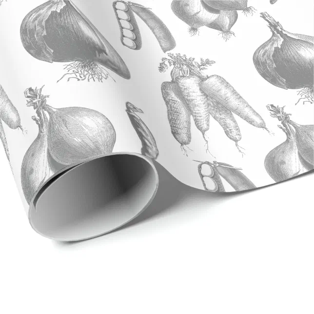 Chef Homemade Bakery Cook Vintage Vegetables Wrapping Paper | Zazzle
