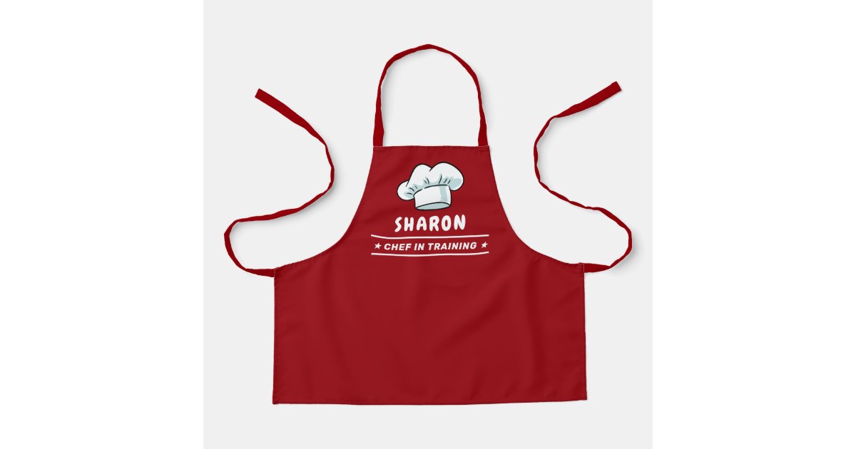 Chef in Training Chef Hat For Kids Burgundy Red Apron | Zazzle